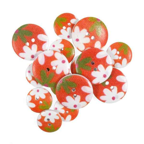 Floral Buttons - Retro Flowers | Cheap Fabrics
