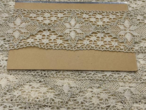 Fancy Metallic Lace Trim - 80mm CREAM
