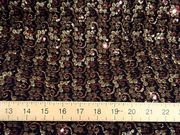 Copper Sequin Embroidered Chiffon Fabric | Cheap Fabrics