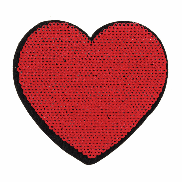 Red Heart Sequin- Iron -On & Sew-On Patch (Flip-Sequin to Silver ...