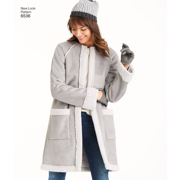 6536 New Look Pattern 6536 Women's Easy Coat in Two Lengths | Cheap Fabrics
