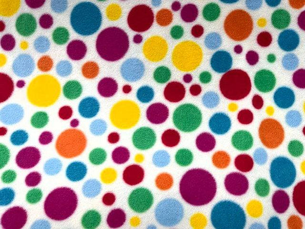 Multi Coloured Spots - Fleece Print Fabric - Cheap Fabrics